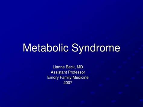 PPT Metabolic Syndrome PowerPoint Presentation Free Download ID