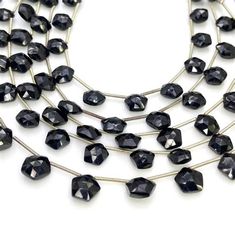 Black Spinel 85 95mm Briolette Hexagon Aaa Grade Gemstone Beads Lot