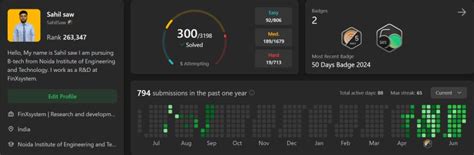 finished 300 questions on leetcode sahil saw posted on the topic linkedin