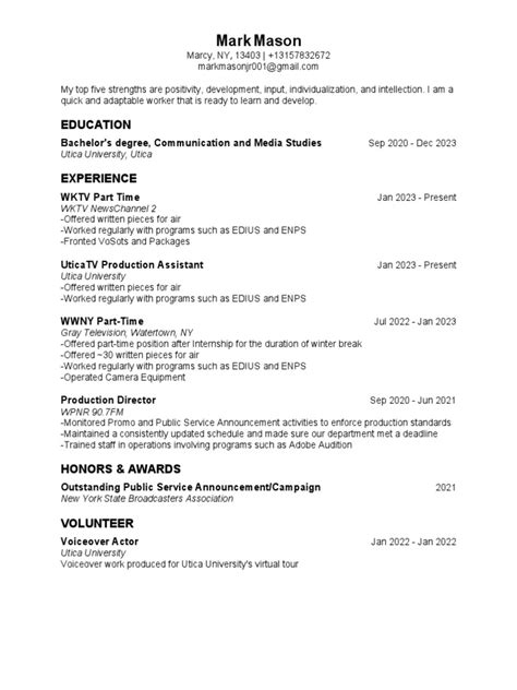 Marks Resume Pdf