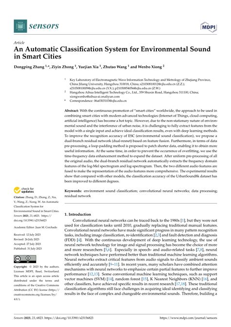 Pdf An Automatic Classification System For Environmental Sound In Smart Cities