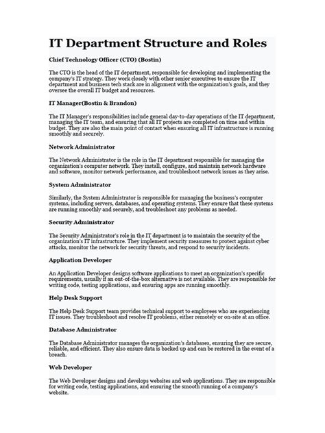 It Department Structure And Roles Pdf Computer Security Security