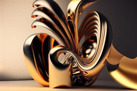 Premium Photo 3d Render Abstract Geometric Background Golden Creative Shapes