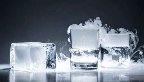 Chilled Drinks With A Dramatic Dry Ice Smoke Effect Stock Illustration