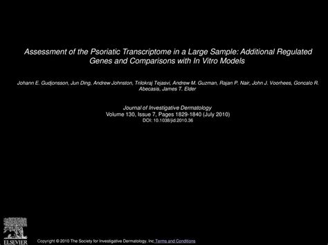 Assessment Of The Psoriatic Transcriptome In A Large Sample Additional Regulated Genes And