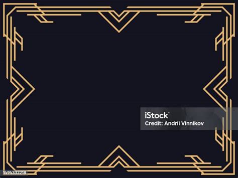 아르 데코 프레임입니다 검은색 바탕에 금색의 라인 아트 프레임입니다 빈티지 선형 테두리 초대장 전단지 및 인사말 카드를위한 템플릿을 만듭니다 스타일 1920년대 1930년대