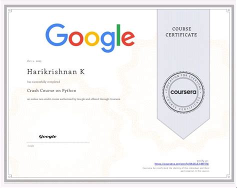 harikrishnan k on linkedin python coursera certification