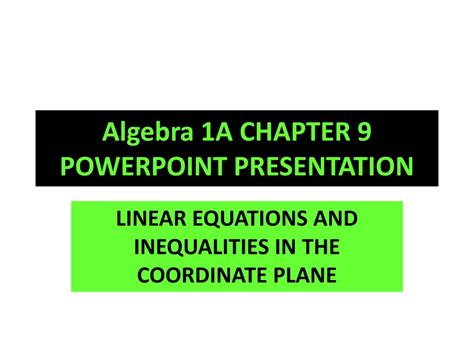 PPT Algebra A CHAPTER POWERPOINT PRESENTATION PowerPoint