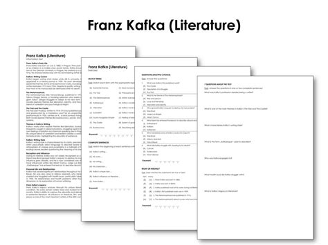 Franz Kafka Literature Made By Teachers