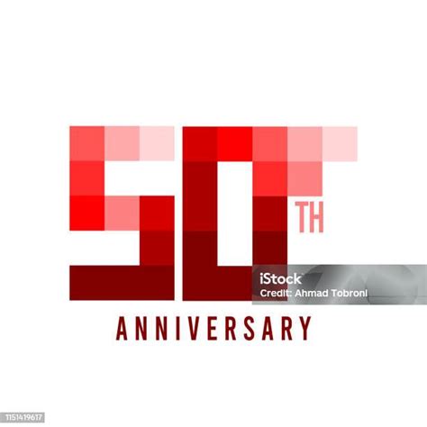 50 Th 주년 기념 픽셀 모델 벡터 템플릿 디자인 일러스트 0명에 대한 스톡 벡터 아트 및 기타 이미지 0명 금융 기념일 Istock