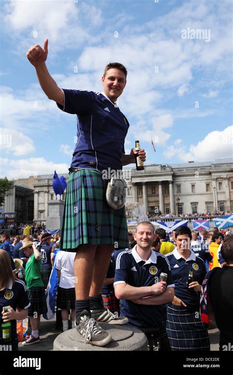 London Uk 14th Aug 2013 Scottish Football Fans At Trafalgar Square