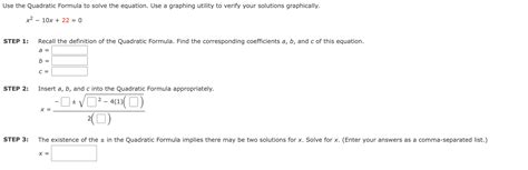 Solved Jse The Quadratic Formula To Solve The Equation Use Chegg Com