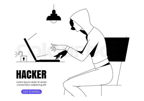 Woman Hacker Phishing With Laptop Computer Stealing Confiden Colourbox