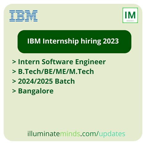 IBM Internship Hiring Intern Software Engineer B Tech BE ME M