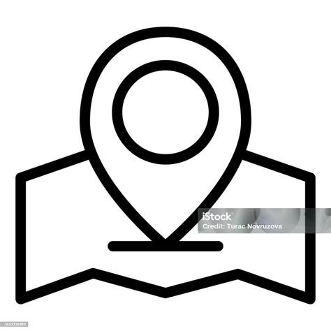 Map With Location Pin Line Icon Gps Vector Illustration Isolated On