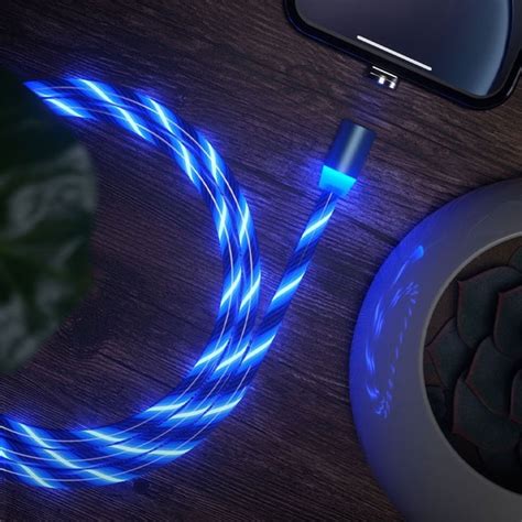 Type C Led Light Cable Line Micro Usb Data Cable Power Cable Luminescent Colorful Light Cable