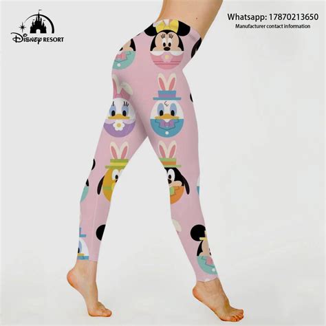 새로운 디즈니 요가 바지 여성 피트니스 레깅스 높은 허리 엉덩이 리프팅 스트레치 레깅스 운동 바지 긴바지