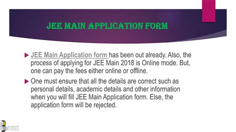 PPT JEE Main Application Form PowerPoint Presentation Free Download ID