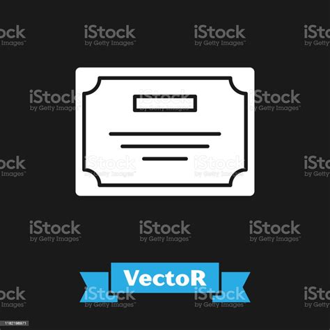 검정 색 배경에 격리 된 흰색 인증서 템플릿 아이콘입니다 성취도 수상 학위 보조금 졸업장 비즈니스 성공 인증서 벡터 일러스트레이션 0명에 대한 스톡 벡터 아트 및 기타