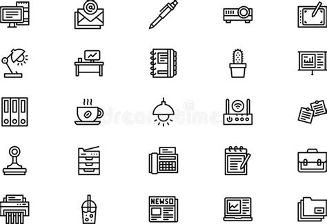 Workplace Icons Collection Is A Vector Illustration With Editable Stroke Stock Vector