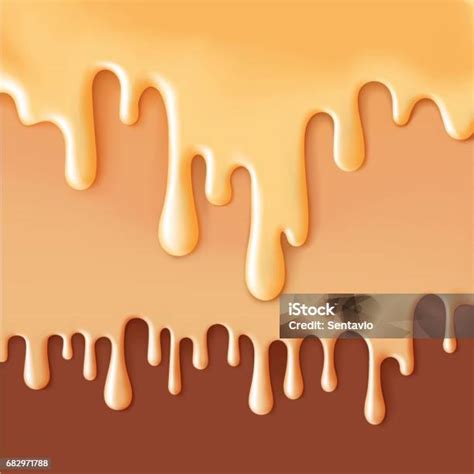 흐르는 초콜렛 달콤한 음식 벡터 배경 개요에 캐 러 멜 유약 층 녹아 빙 아이스크림 편집 가능쉬운 변경 색상 녹기에 대한 스톡 벡터 아트 및 기타 이미지 Istock