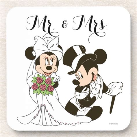 Mickey And Minnie Wedding Getting Married Coaster Zazzle