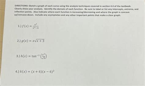 Solved DIRECTIONS Sketch A Graph Of Each Curve Using The Chegg Com