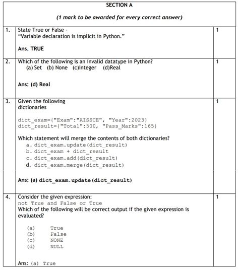 Cbse Class 12 Exam 2022 Marking Scheme Computer Science Cbse Exam