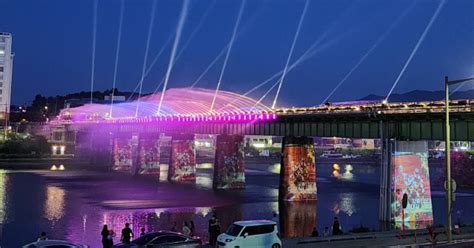 월화교 분수조명 재가동 “축제 연계 야간볼거리 강화”