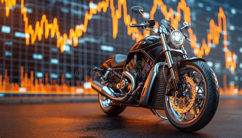 Black Motorcycle In Front Of Digital Graphs Stock Image Image Of