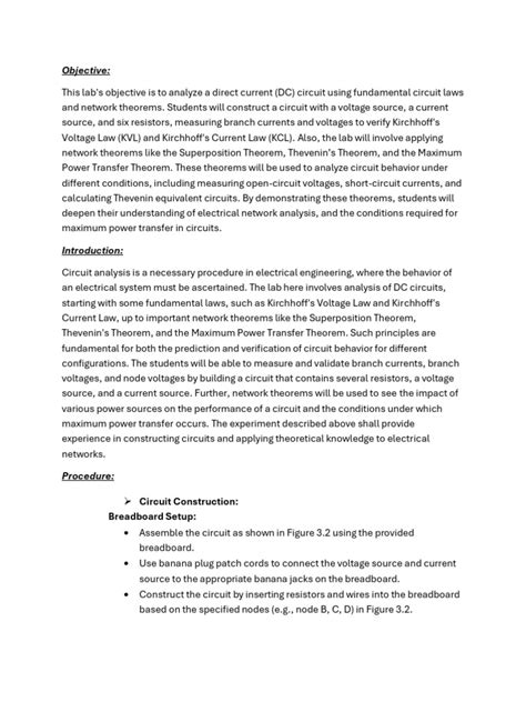 Elec 273 Lab 3 Pdf Electrical Network Network Analysis
