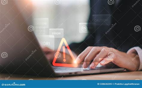 Programmer And Virtual Icons Exclamation Mark Alarmcomputer Virus Detected Danger Warning