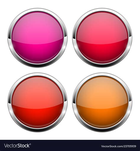 Red Glass Buttons Shiny Round D Web Icons Vector Image