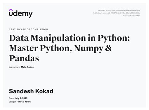 Sandesh Kokad On Linkedin Udemy Course Completion Certificate