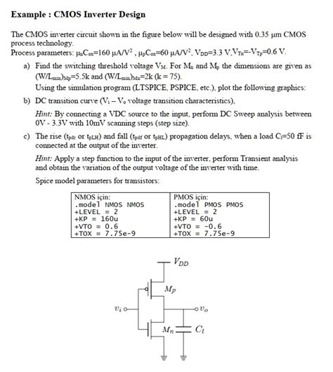 example cmos inverter design the cmos inverter circuit shown in the