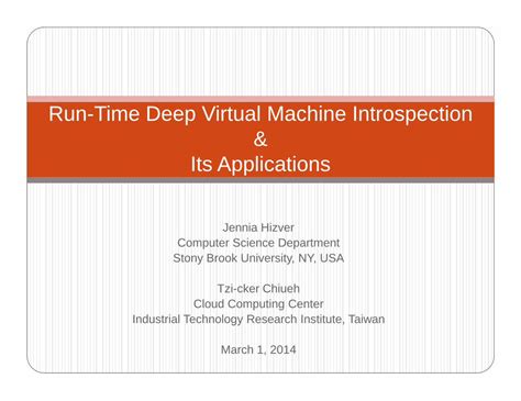 Pdf Run Time Deep Virtual Machine Introspection Its Applications Dokumen Tips