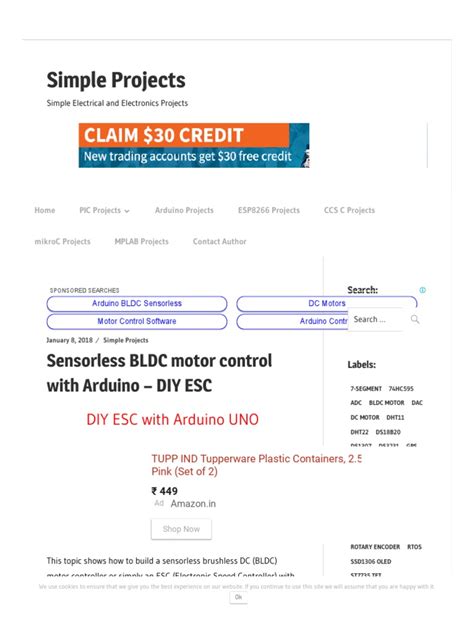 Sensorless Bldc Motor Control With Arduino Diy Esc Simple Projects