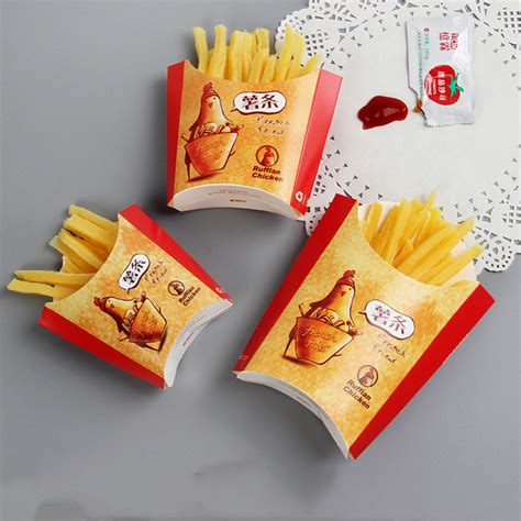 Customized Wholesale Biodegradable French Fries White Cardboard Paper
