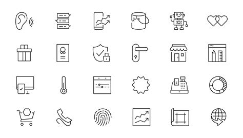 Set Of Thin Line Web Icon Set Simple Outline Icons Collection Pixel Perfect Icons Simple