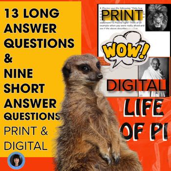 Life Of Pi Reading Comprehension Slides Forms Teacher Notes Detailed Answers