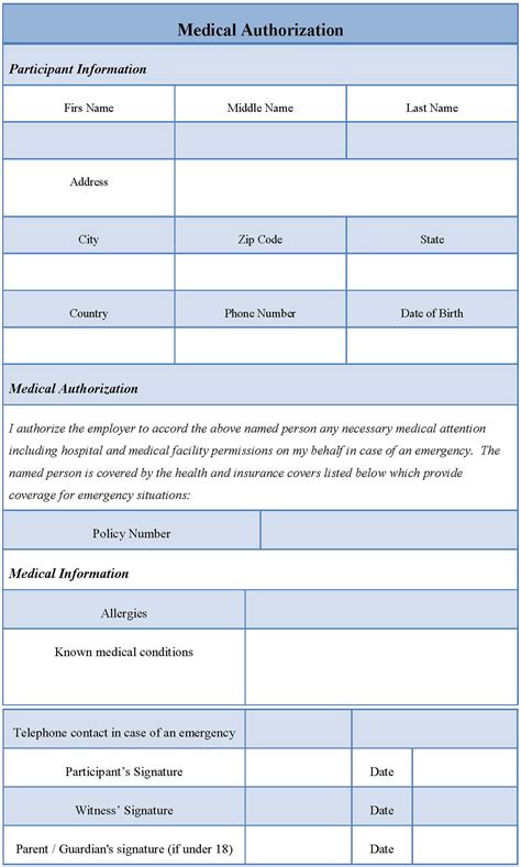 Medical Authorization Fillable Pdf Form Editable Pdf Forms