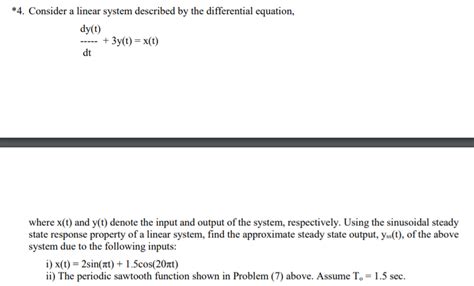 solved 4 consider a linear system described by the
