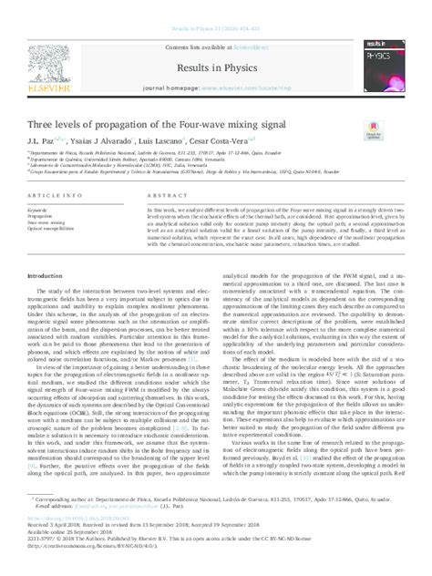 Pdf Three Levels Of Propagation Of The Four Wave Mixing Signal