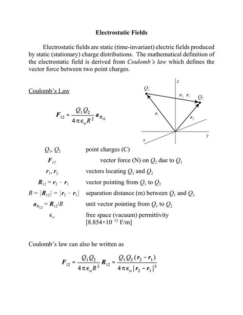 Electrostatic Fields Electrostatic Fields Are Static Time