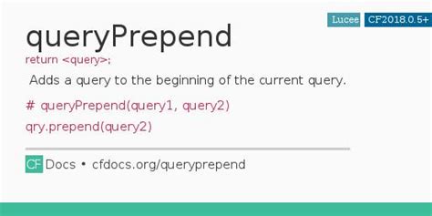 Queryprepend Code Examples And Cfml Documentation
