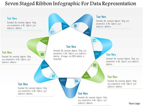 1114 Seven Staged Ribbon Infographic For Data Representation Powerpoint