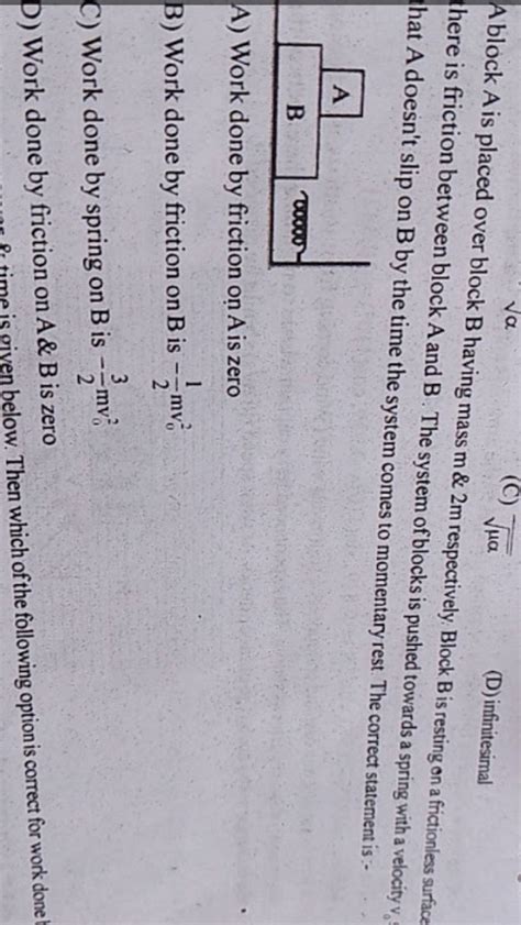 A Block A Is Placed Over Block B Having Mass M 2m Respectively Block