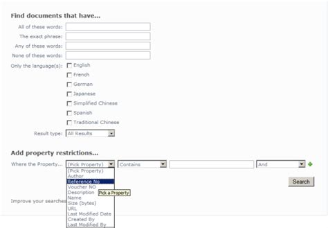 sharepoint 2010 enable advanced search for custom columns sharepoint 2010