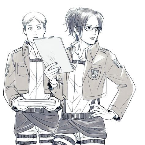 Hange Zoe And Moblit Berner Shingeki No Kyojin Drawn By Bon Aza Danbooru