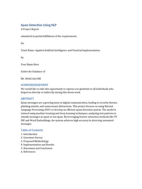 Spam Detection Nlp Project Pdf Email Spam Deep Learning
